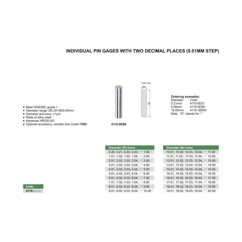 Kontrolni trn Ø2,52 mm, IDE, Insize | ± 1 μm | ±1 μm | 2,52 | 2,52 Mm ...